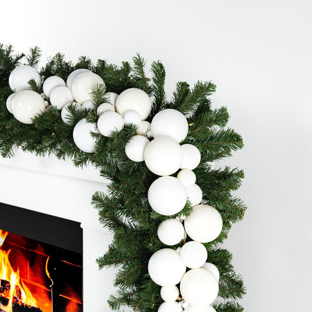 3 Ft White Ball Festive Garland - Irony Home – ironyhome