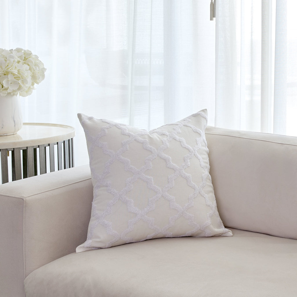 Daphne Ivory Square Cotton Cushion by Irony Home - Elegant ...