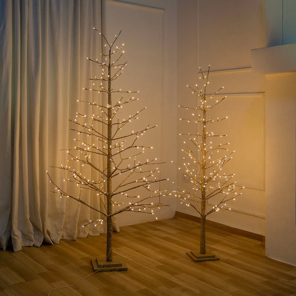 Gold Glitter Porch Tree with Twinkling LED Lights | Irony Home – ironyhome