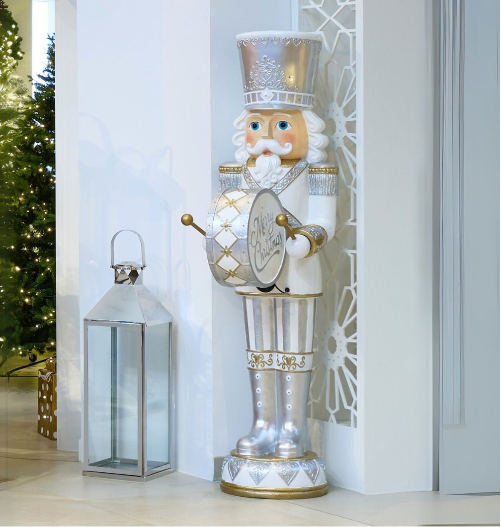 Life-Size White & Champagne Christmas Nutcracker with LED Lights ...
