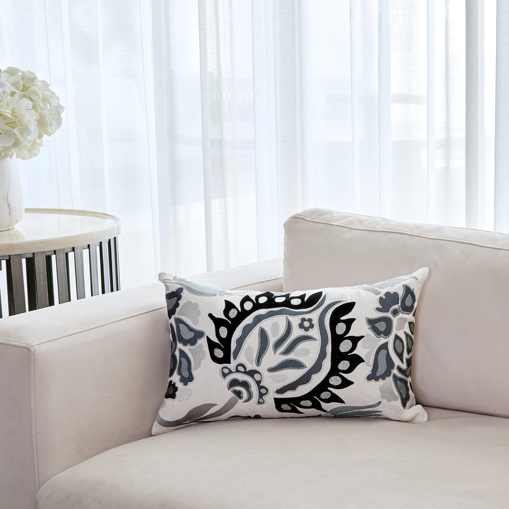 Monochrome Modern Paisley Rectangular Cushion with Feather Insert by ...