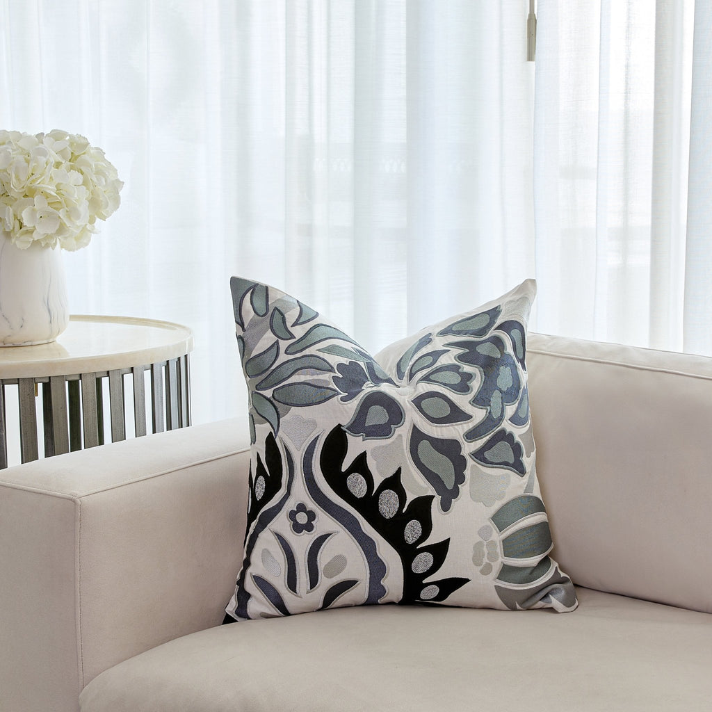 Monochrome Modern Paisley Square Cushion with Feather Insert by Irony ...