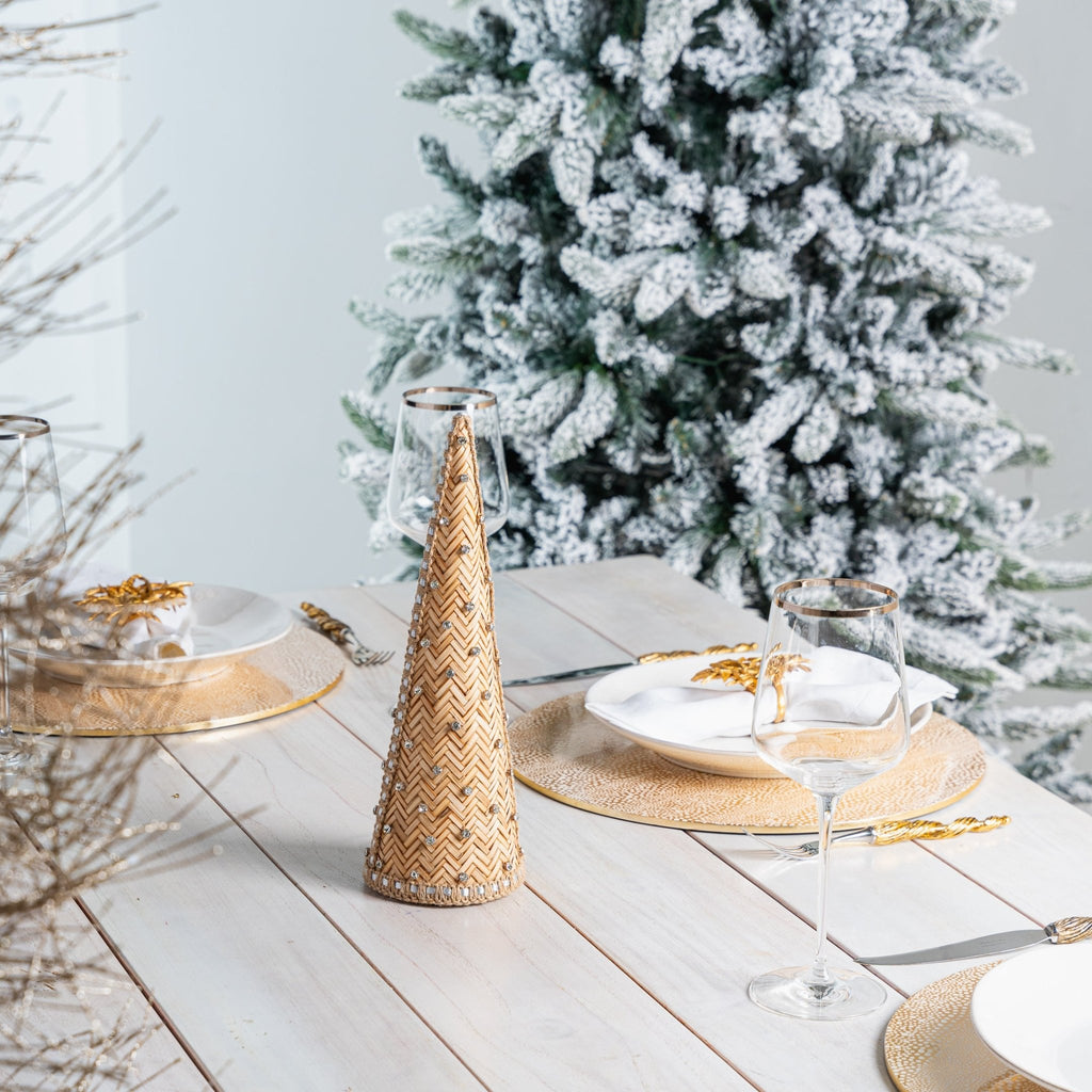 Rafia Cone Festive Table Top with Studs - Irony Home