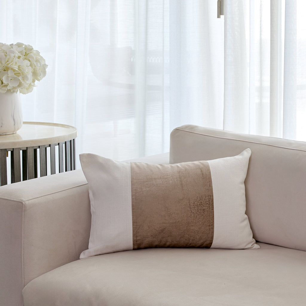 Velinen Taupe Rectangular Cushion - Luxurious Comfort Redefined – ironyhome