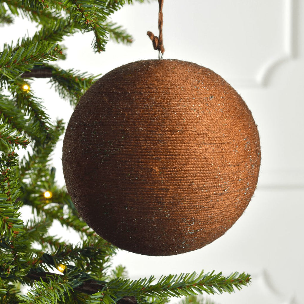 Abaca Brown Festive Ball Ornament – ironyhome