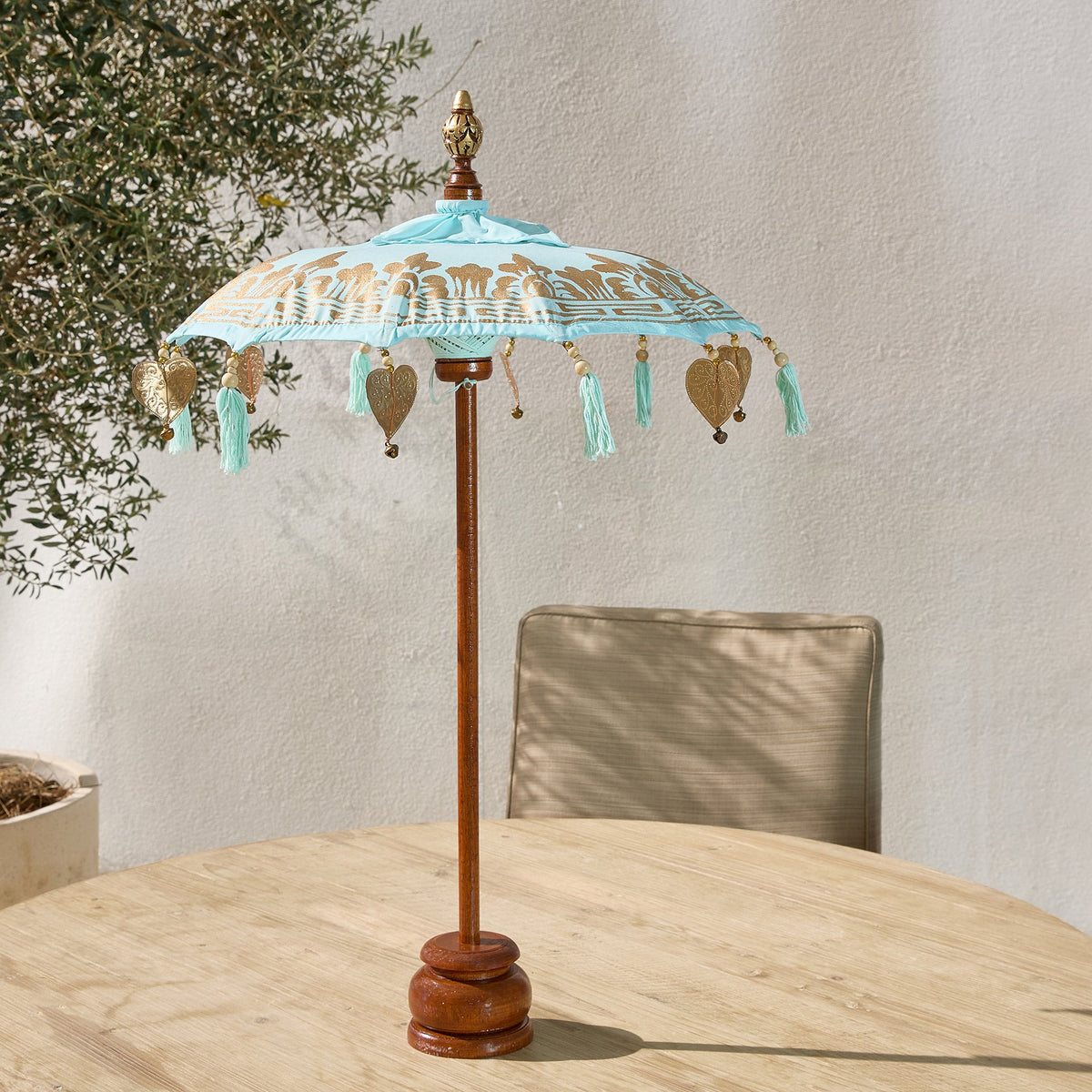Outdoor Table Parasol - Blue Balinese | Irony Home – ironyhome