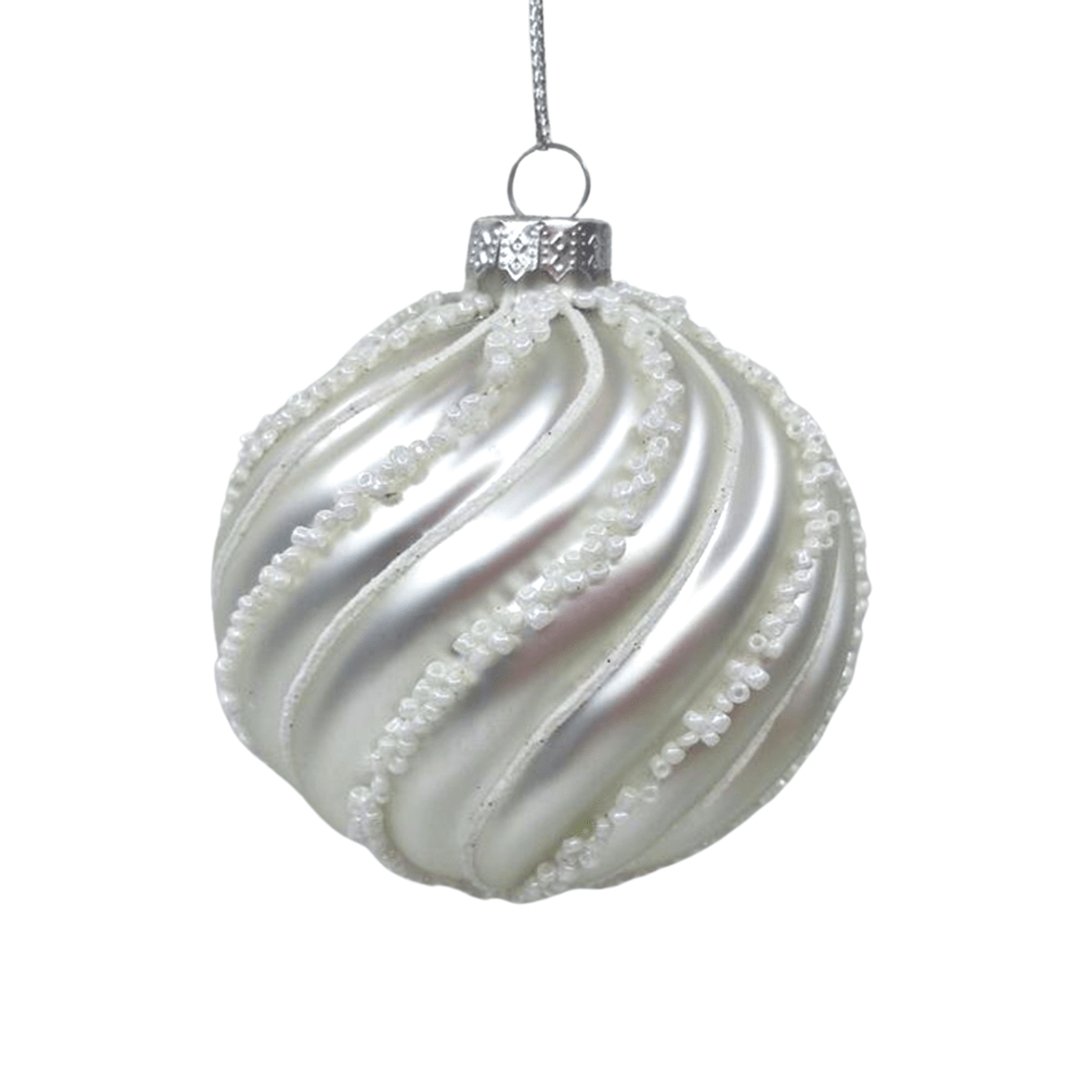 White beads ball ornament - Christmas ornament balls - Irony Home ...