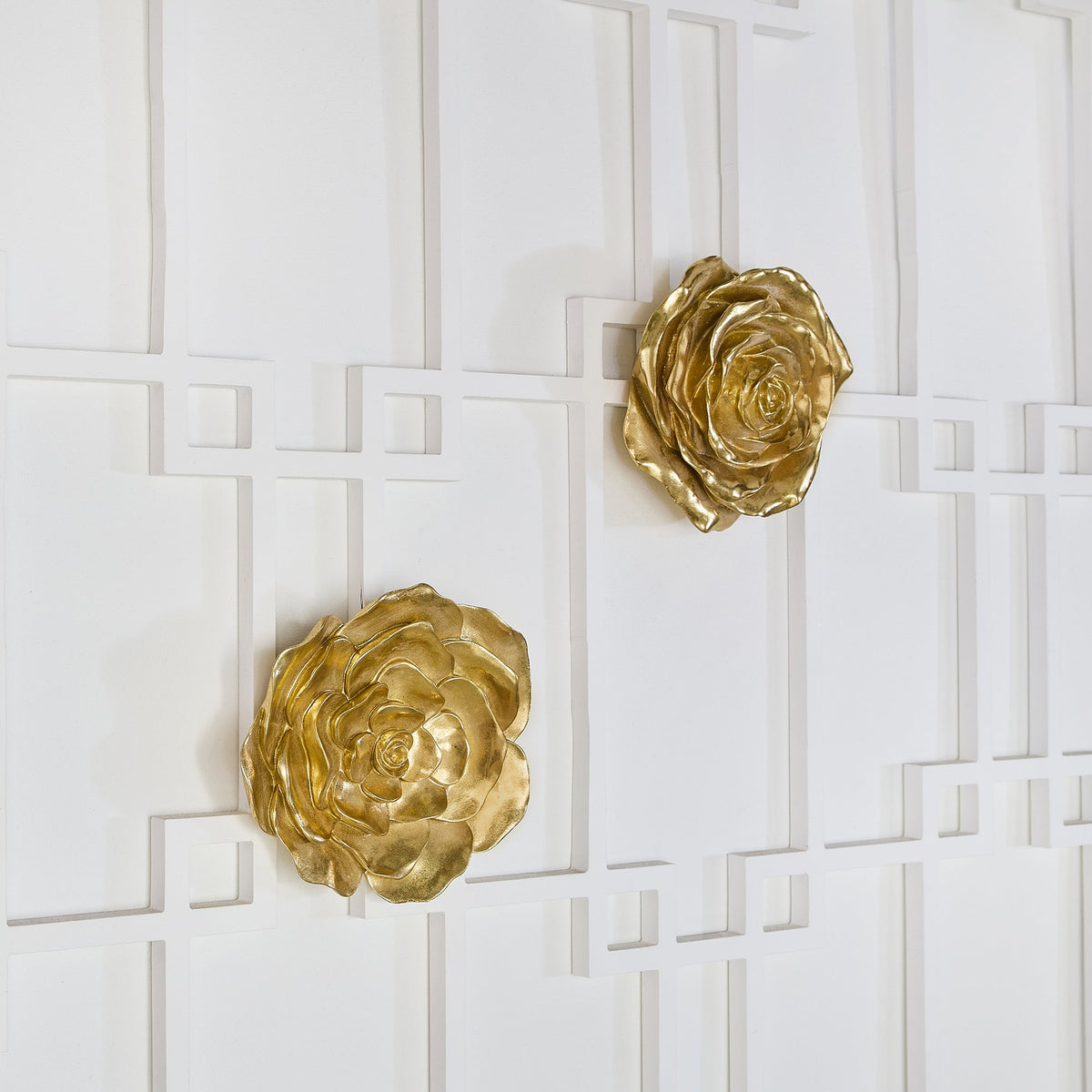 Medium Gold Flower Wall Art - Set of 2: Elegance and Opulence Combined ...