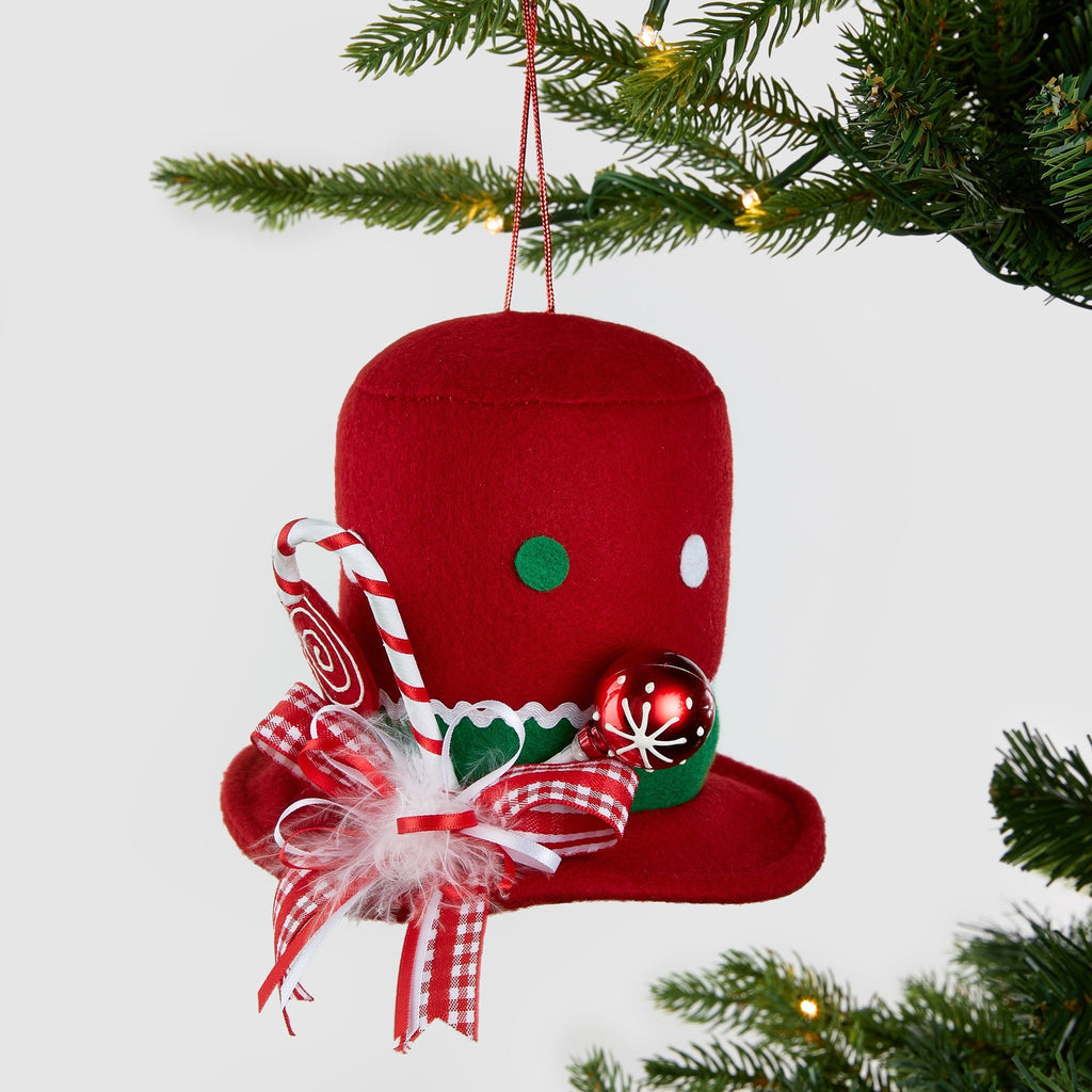 Red Christmas Hat Ornament with Candy Cane - ornaments - Irony Home ...