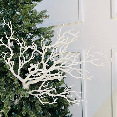 White Tree Branch Christmas Tree Pick - ironyhome